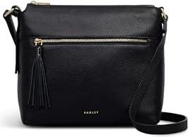 Radley London London Fountain Mews Petit sac &agrave; bandouli&egrave;re zipp&eacute; en cuir pour femme, Noir, S