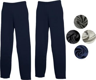 Fruit Of The Loom Herren 2er Jogginghose Set Classic Offen Leg Jog Pants M L XL XXL 3XL Verschiedene Farbsets & HLKauf-Block (2X Deep Navy & 1x HLKauf-Block, XXL)