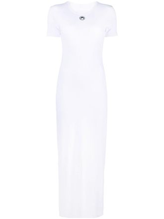 Marine Serre robe mi-longue à logo croissant de lune - Blanc