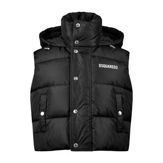Dsquared2 Daunenweste Jacke Schwarz mit Rei&szlig;verschluss und Logo - - Jackets - Damen - Schwarzk - S
