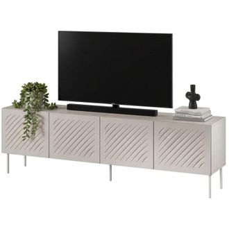 Dmora TV-Schrank Ronca, ein Regal, 4 T&uuml;ren, 4 F&auml;cher, 200,5x42x60h cm Beige
