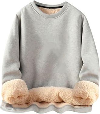 Generic Sweat &agrave; capuche &eacute;pais en polaire de couleur unie pour femme, gris clair, XXL