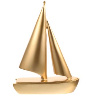 BESPORTBLE Segelboot Dekoration aus Kunstharz in Gold Tischdekoration f&uuml;r Wohnzimmer B&uuml;ro und Fensterbank Schlichtes Segelboot Ornament als Wohnaccessoire