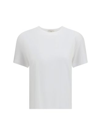 Toteme Womens Crewneck T-Shirt White Lyocell Jean