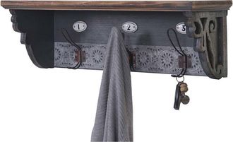 Hhg Wandgarderobe 078, Wandhaken, Tanne Holz massiv Vintage 22x60x18cm