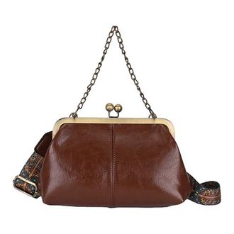 Generic Sac &agrave; bandouli&egrave;re r&eacute;tro pour femme Kiss Lock Sac &agrave; main Sac &agrave; bandouli&egrave;re Pochette de soir&eacute;e (Marron)