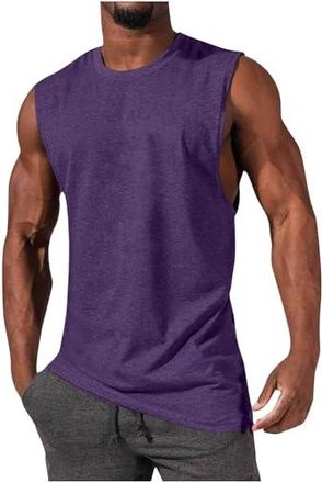 Generic D&eacute;bardeur &agrave; manches courtes pour homme - Maillot de corps extensible et confortable - En coton - Coupe droite - Pour entra&icirc;nement - Bodybuilding - Fit
