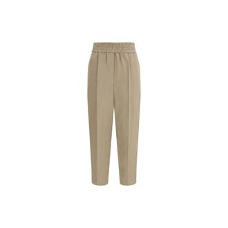 Brunello Cucinelli Femme, Pantalons, Beige, Taille: 38 FR Viscose Casual Pants