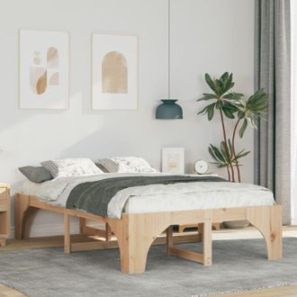 vidaXL Cadre de lit sur&eacute;lev&eacute; avec stockage Marron Bois de pin Vidaxl