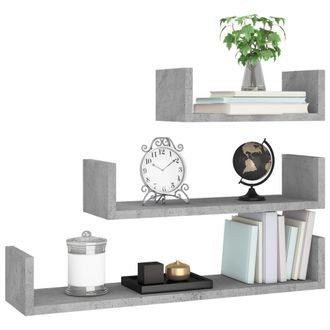 Generic 3X Wandregal U-f&ouml;rmig, H&auml;ngeregal, Lounge B&uuml;cherregal, Wandboard Dekoregal, Schweberegal, CD/DVD Regal, Wand Deko, Holzwerkstoff(Sonoma-Eiche 60x15x10