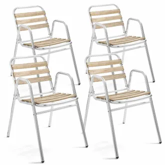 Oviala Oviala - Lot de 4 fauteuils de jardin aluminium gris
