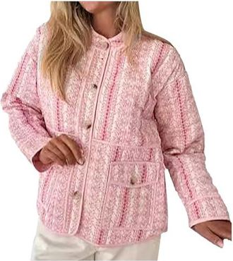Generico Manteau dhiver élégant pour femme Veste courte rembourrée doublée avec imprimé floral Manches longues Manteau léger ouvert sur le devant Veste en tric