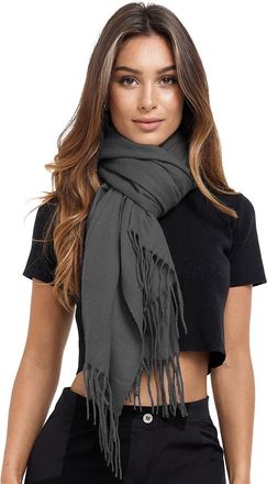Glamexx24 Schal Damen Winterschal Gef&uuml;hl Langer Schal mit Fransen Baumwolle Warm Herbst Winter Unifarben Deckenschal und T&uuml;cher 200 x 74 cm