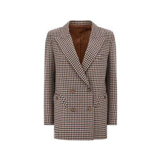 Blaz&eacute; Milano Check Double-breasted Blazer