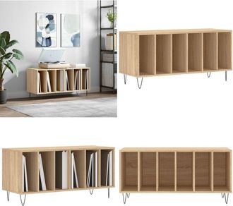 vidaXL Plattenschrank Sonoma-Eiche 100x38x48 cm Holzwerkstoff - Plattenregal - Schallplattenregale - Vinyl Regal - Musik Regalsystem - Wohnzimmer Dekoration