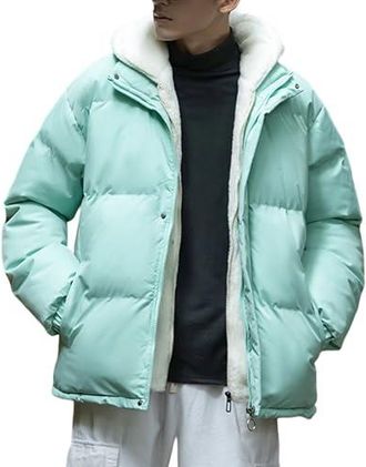 Generic Vestes dhiver &agrave; capuche pour homme - Doudoune dhiver &eacute;paisse et chaude &agrave; bulles - Style d&eacute;contract&eacute;, Vert, 3XL