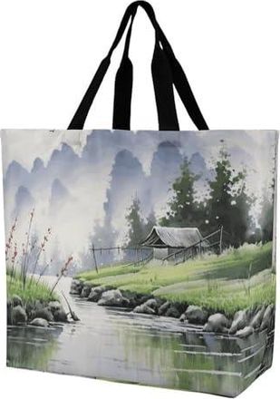 Generic Peinture De Paysage Sac A Main Femmes D&eacute;contract&eacute; Tote Bag R&eacute;utilisable Sac Cabas Pour Universit&eacute; Gym Quotidienne