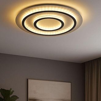 Globo Lighting Plafonnier led &agrave; intensit&eacute; variable avec t&eacute;l&eacute;commande Plafonnier cristal noir et or Lampe de salon, changement de couleur, 60W 2100lm blanc