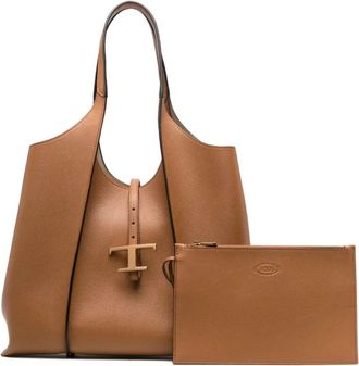 Tod's Femme, Sacs, Brun, Taille: ONE Size T Timeless Shopping Bag