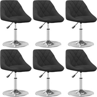 vidaXL Vidaxl - Chaises pivotantes à manger lot de 6 Noir Velours