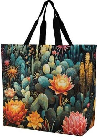 Generic Motifs De Cactus Color&eacute;s Sac Fourre-Tout D&eacute;contract&eacute; Tote Bag Grand Sac Courses Pour Gym Quotidienne Shopping
