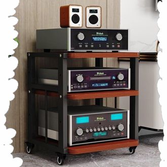 Generic HiFi-Rack, AV-Medienst&auml;nder Mit Rollen, 3/4/5-stufiger Audio-Video-Regal Verst&auml;rker Rack, Holz-Stereoschrank, Verstellbare Regale, CD-Player-St&auml;nder F