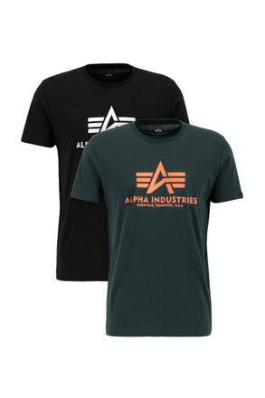 Alpha Industries Alpha Industries Herren Basic T 2 Pack T-Shirt, Black/Dark Petrol, 56