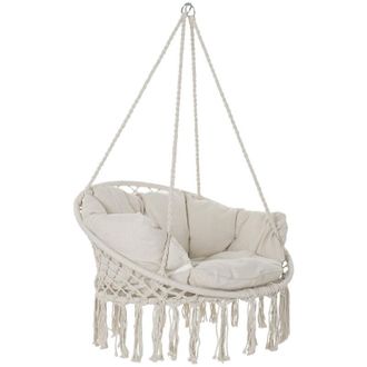 DKD Home Decor Baumwollhangstuhl 100x80x145 100 kg, mit Baumwollkissen Polyester mehrfarbiger Farbmaterial Au&szlig;enm&ouml;bel M&ouml;bel Details