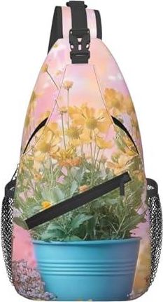 Generic Sac &agrave; dos &agrave; bandouli&egrave;re avec fleurs et papillons au printemps pour homme