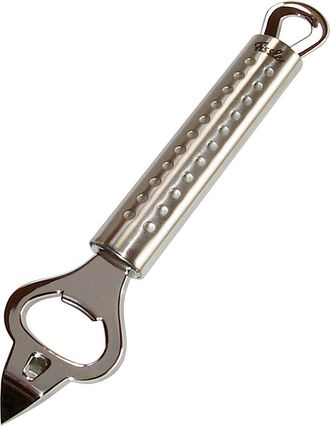 FISSLER Magic/Edelstahl-Flaschen&ouml;ffner, Kapselheber-geb&uuml;rstet, sehr massiv und hochwertig, mit Wand-Aufh&auml;nge&ouml;se, rostfrei