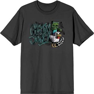 Bioworld Minecraft Chicken Jockey T-shirt pour homme Anthracite, charbon, Taille L