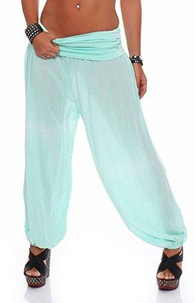 Malito more than fashion malito Culotte Bouffante Harem Pantalon Aladin Sweatpants Boyfriend pantalon Yoga 1482 Femme Taille Unique (menthe)