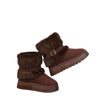 Generic JJDFW Bottes de neige &agrave; semelle &eacute;paisse en fausse fourrure pour femme - Chaudes et &eacute;paisses - En coton peluche - Confortanle - Antid&eacute;rapantes - Platef