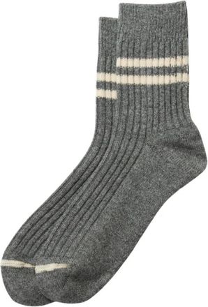 RoToTo Homme, Sous-vêtements, Gris, Taille: S Chaussettes Rayées en Laine dAgneau Mérinos