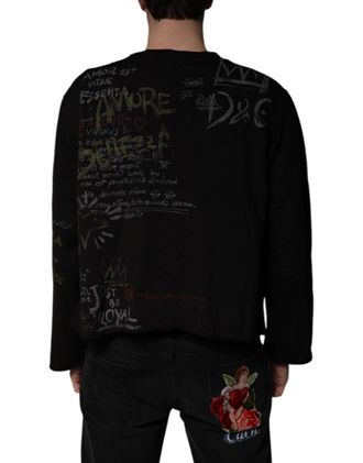 Dolce & Gabbana Graphic-Embellished Cotton-Blend Sweatshirt - Black