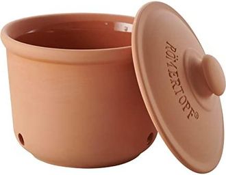 Römertopf Frische Topf Medium 1 Liter Vorratstopf aus natürlicher Keramik Frischhaltedosen Aufbewahrungsbehälter Ø 16cm, Höhe 17cm