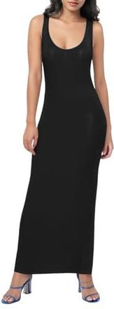 Generic Robe longue d&eacute;t&eacute; moulante sans manches &agrave; bretelles dos nu pour femme, robe longue pour vacances, cocktail, travail, mariage, Noir, 3XL