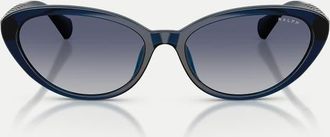 Ralph Lauren Schmetterlings-Sonnenbrille mit blauen Gl&auml;sern in dunkeltransparentem Blau