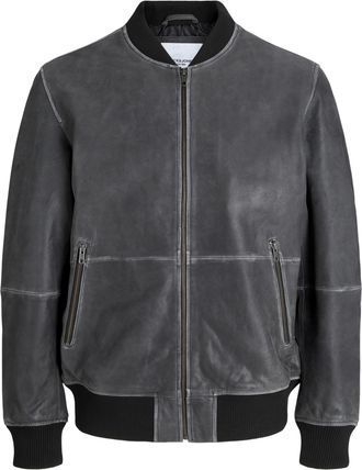 Jack & Jones Herren Jjecharge Leather Bomber, Black, xx_l
