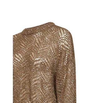 Brunello Cucinelli Mohair-Blend Openwork Knit Sweater - Brown