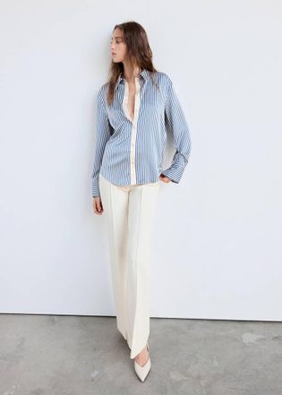 Mango Chemise regular fit &agrave; rayures bleu - Femme - XXS - MANGO