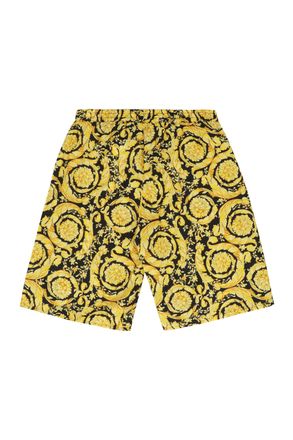 Versace Boys Shorts Barocco Print Yellow Cotton Trousers
