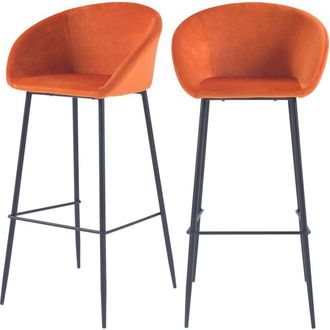 Rendez-Vous Déco Rendez-vous Déco - Lot de 2 chaises de bar 75 cm en velours orange - marquise