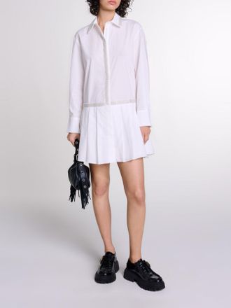 Maje Hemdblusenkleid Mit Perlen - Wei&szlig; - Gr&ouml;&szlig;e 32 - Maje