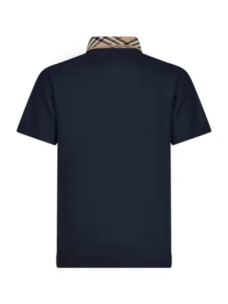 Burberry Mens Polo Shirt Navy Blue Cotton Piqu&eacute; T-shirts And Polos