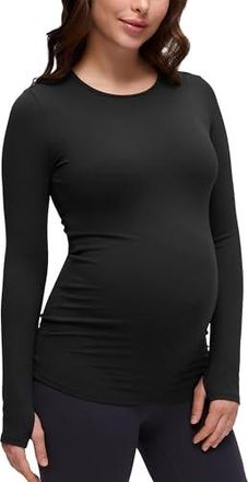 CRZ YOGA Butterluxe Chemisiers de Maternité à Manches Longues et col Rond pour Femme Noir 44