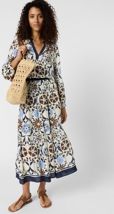 Gerard Darel Jupe longue imprim&eacute; v&eacute;g&eacute;tal - JONIA - Ecru