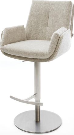 DELIFE Barstuhl Clea-Flex Webstoff Soft Beige Drehfu&szlig; h&ouml;henverstellbar Edelstahl Silberfarben, Barst&uuml;hle