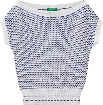 Benetton Damen Maglia Sc Barca M/M 1394e10dw Pullover, Weiß, XX-Small