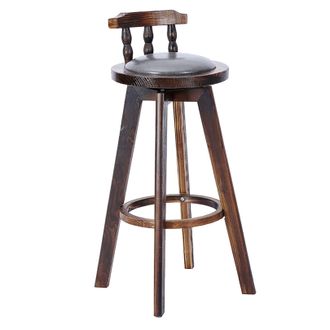 Generic Vintage-Barhocker, gepolsterte Sitzfl&auml;che mit R&uuml;ckenlehne aus PU-Leder, hohe St&uuml;hle f&uuml;r K&uuml;cheninsel, Kneipe, Bistro und Restaurant, Beine aus Massivho